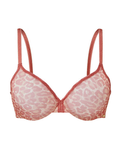 Gossard Glossies Leopard Sheer Moulded Bra - Blush Print | BraForMe